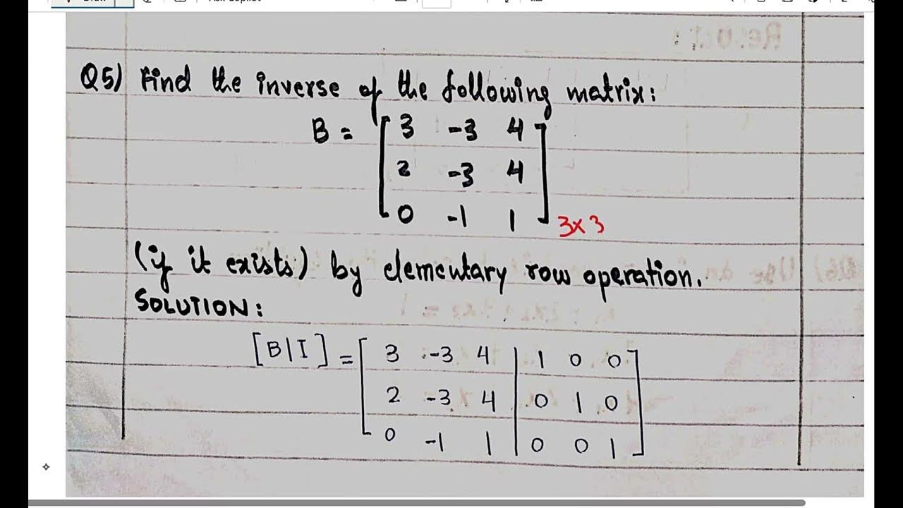 Linear Algebra: Find Inverse of a Matrix Using Elementary Row Operations - YouTube