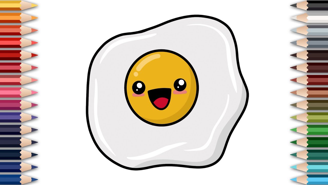 How to draw and paint cute kawaii egg? Easy drawing and painting ...