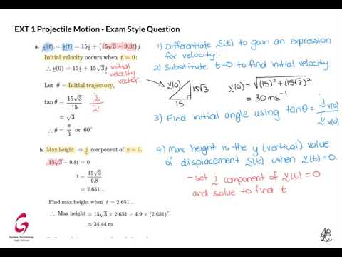 EXT 1 Projectile Motion - Exam Style Question - YouTube