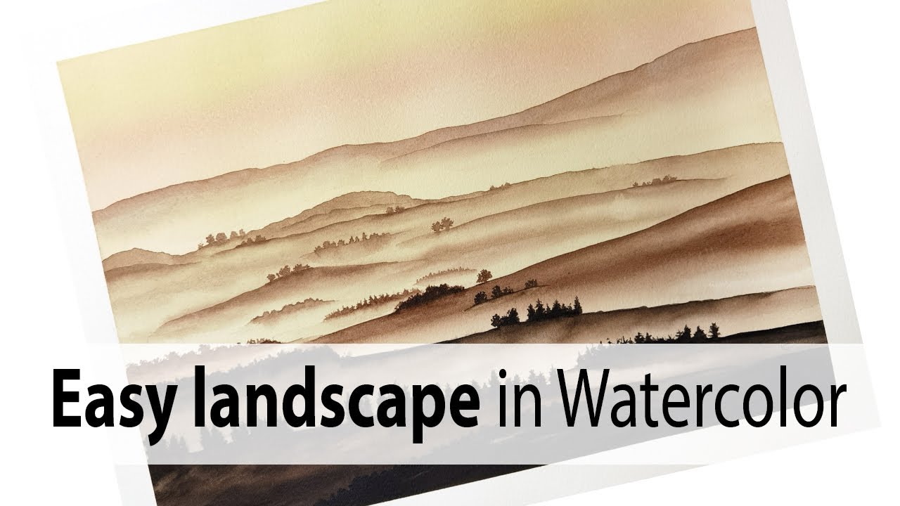 Easy watercolor tutorial art. How to paint landscape - YouTube