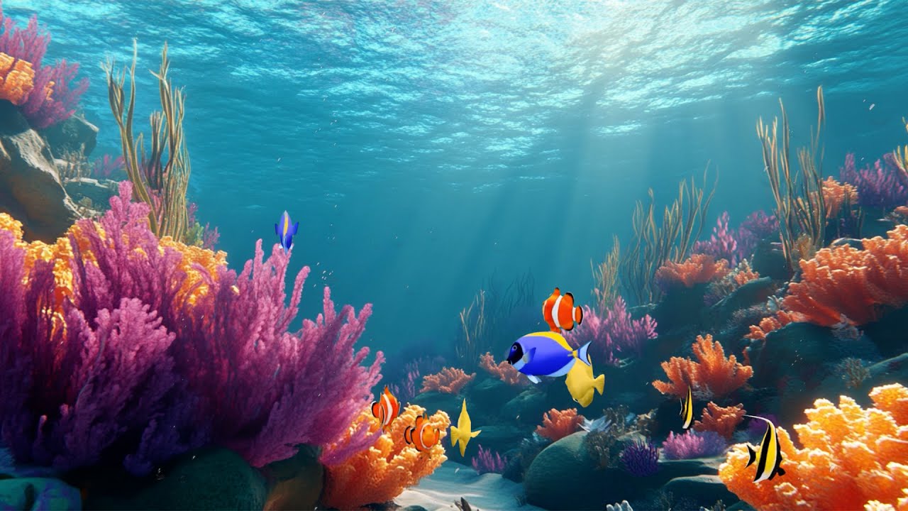 Vibrant Coral Reef Ambience: Relaxing Underwater Sounds & Colorful Fish ...