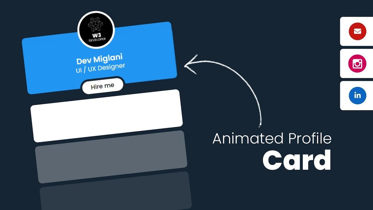 Animated Profile Card Using Html Css And Javascript Youtube 