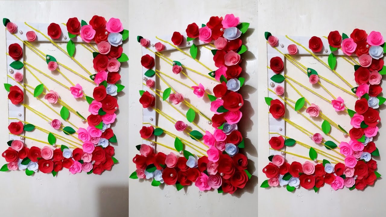 A4 nirmana / How to make beautiful paper flowers wall hanging / wall ...