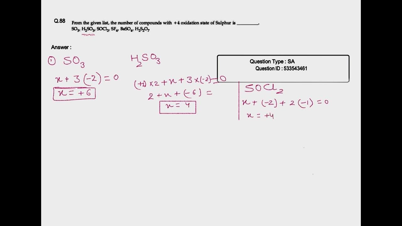 From the given list the number of compounds with 4 oxidation state # ...
