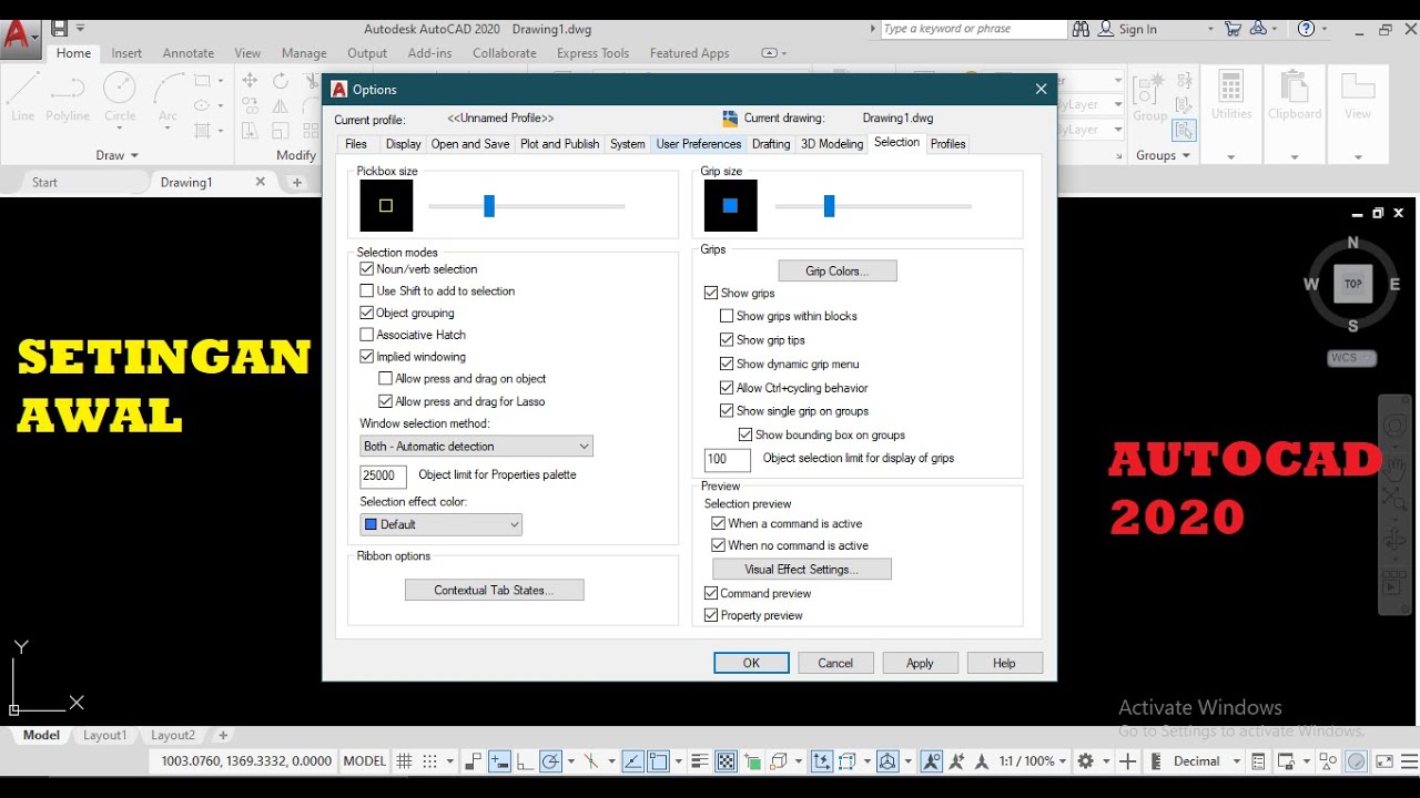 SETTINGAN AWAL AUTOCAD 2020 UNTUK PEMULA - YouTube