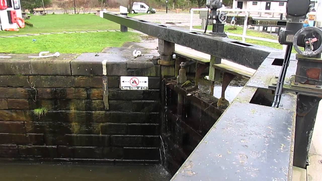 Canal lock gates. Scotland. - YouTube