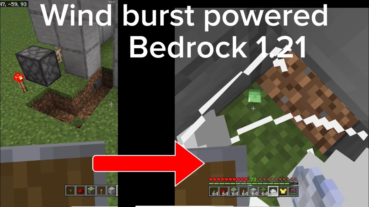 How to make a wind burst secret door in Minecraft bedrock 1.21 - YouTube