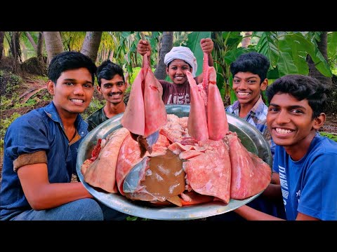 GOAT LUNGS & LIVER FRY || village style goat parts recipe in village ...
