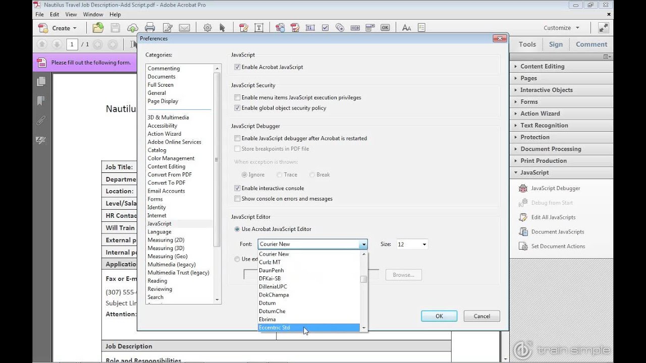 Acrobat Xi Tutorial Javascript Preferences Youtube 0851