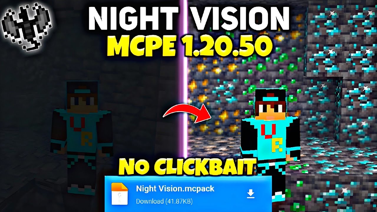Best Night Vision Mod For Minecraft Pe 1.20.50 | New Night Vision ...