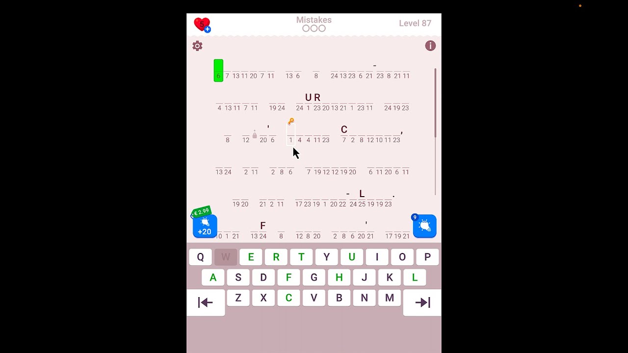 Cryptogram: The Solution For Level 87! - Step by Step Word Brain Puzzle ...