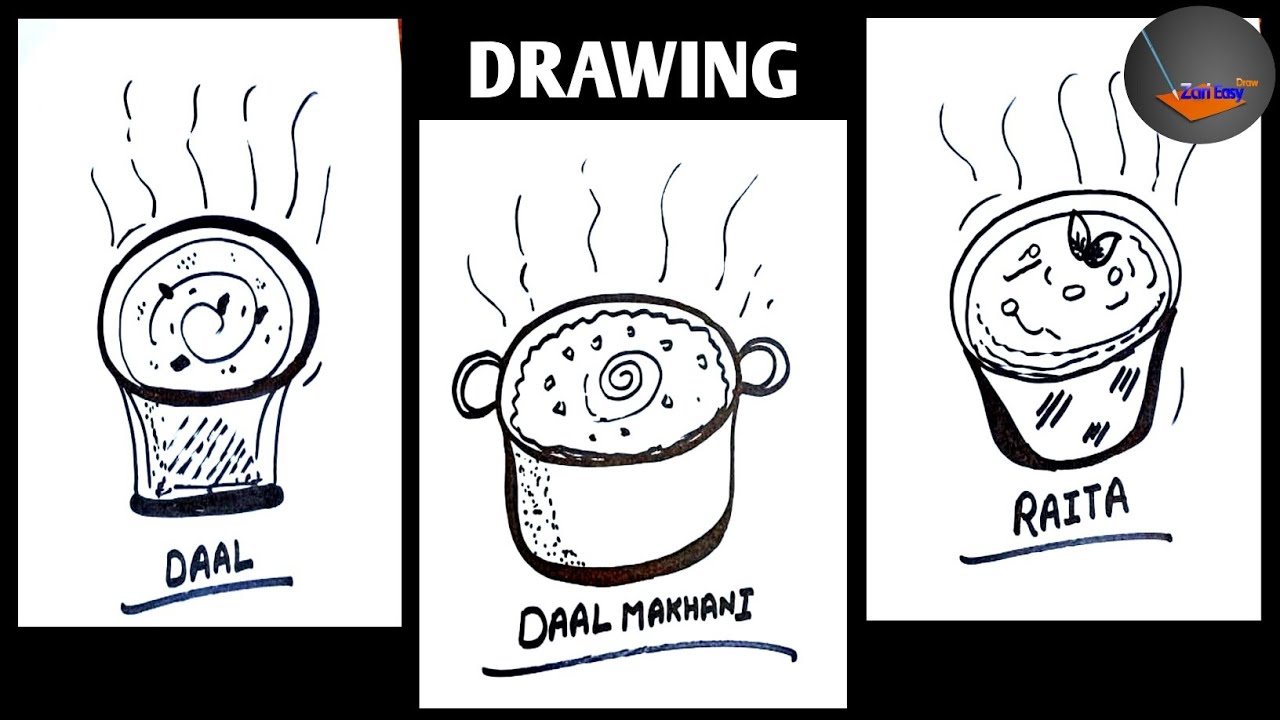 How To Draw Daal and Raita 🤗||Drawing Indian foods step by step|| - YouTube