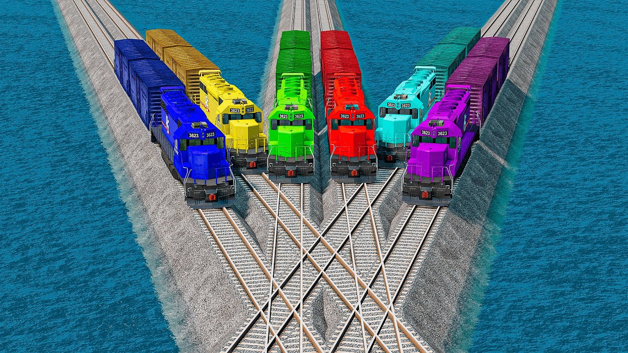 Double Train Vs Colorful Double Trains vs Impossible Rail Track ...