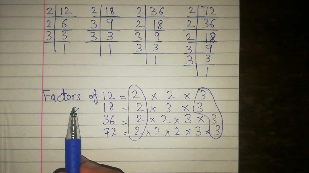 LCM Of 12 18 36 72 By Prime Factorization Method YouTube