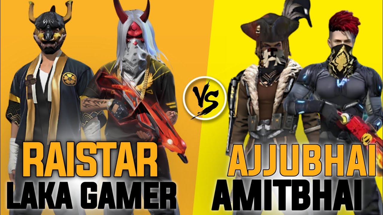 Raistar And Laka Gamer Vs Ajju Bhai And Amit Bhai Best Cs FF Custom ...