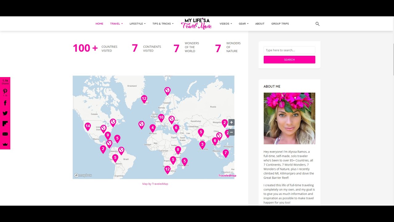 TraveledMap Embedded map example (Where I've been map) - YouTube