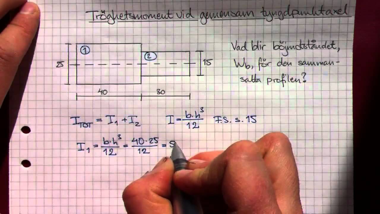 Räkneexempel Tröghetsmoment gemensam tp-axel - YouTube