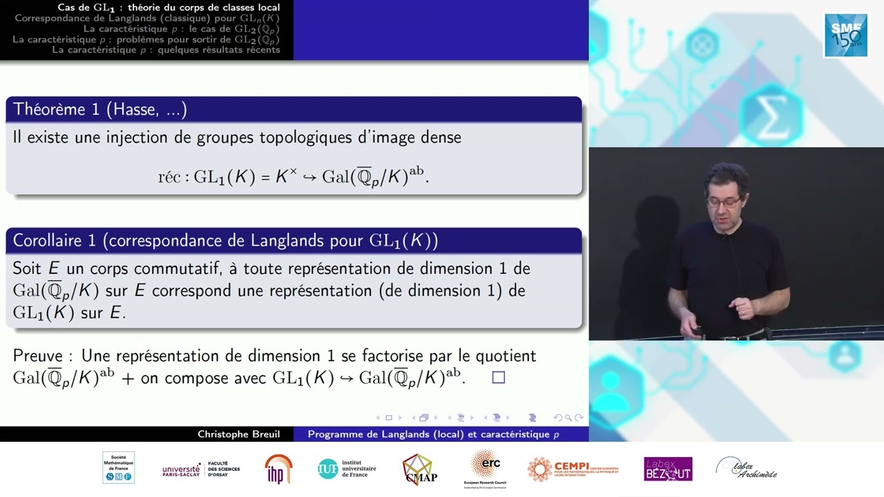 Christophe Breuil - Programme de Langlands et caractéristique p - YouTube