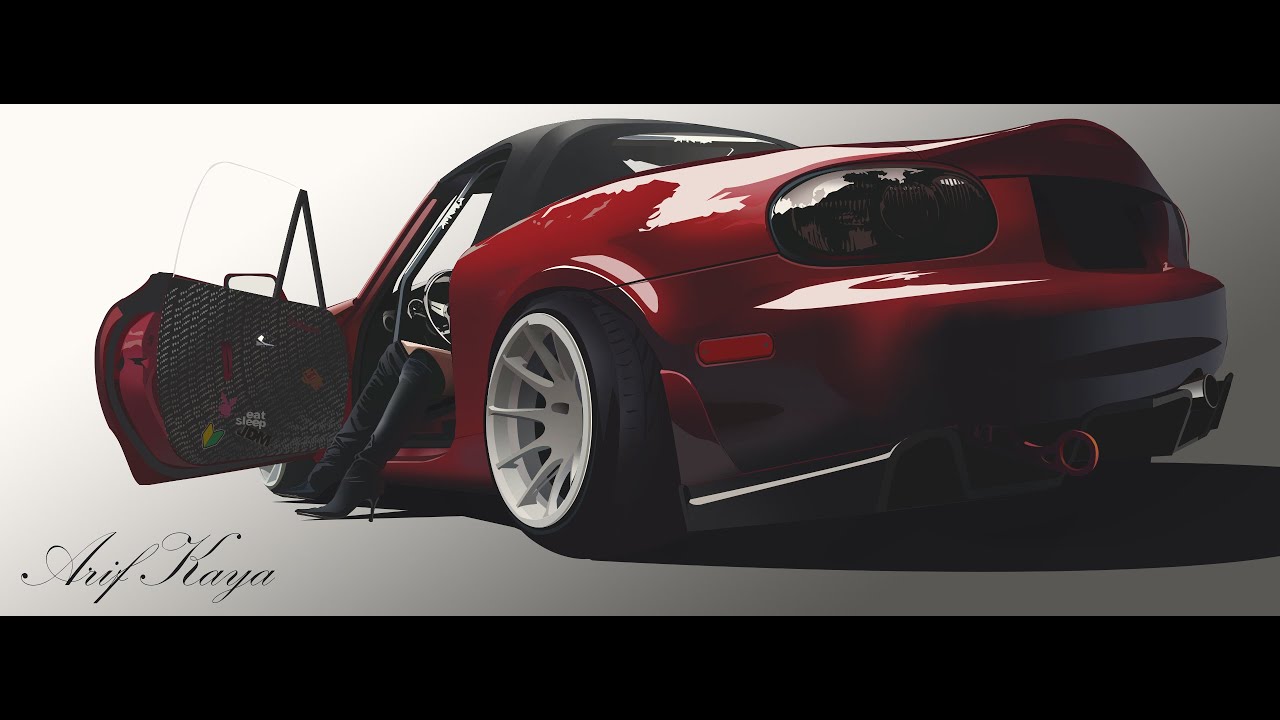 Photoshop Mazda Miata (mx5) Drawing - YouTube