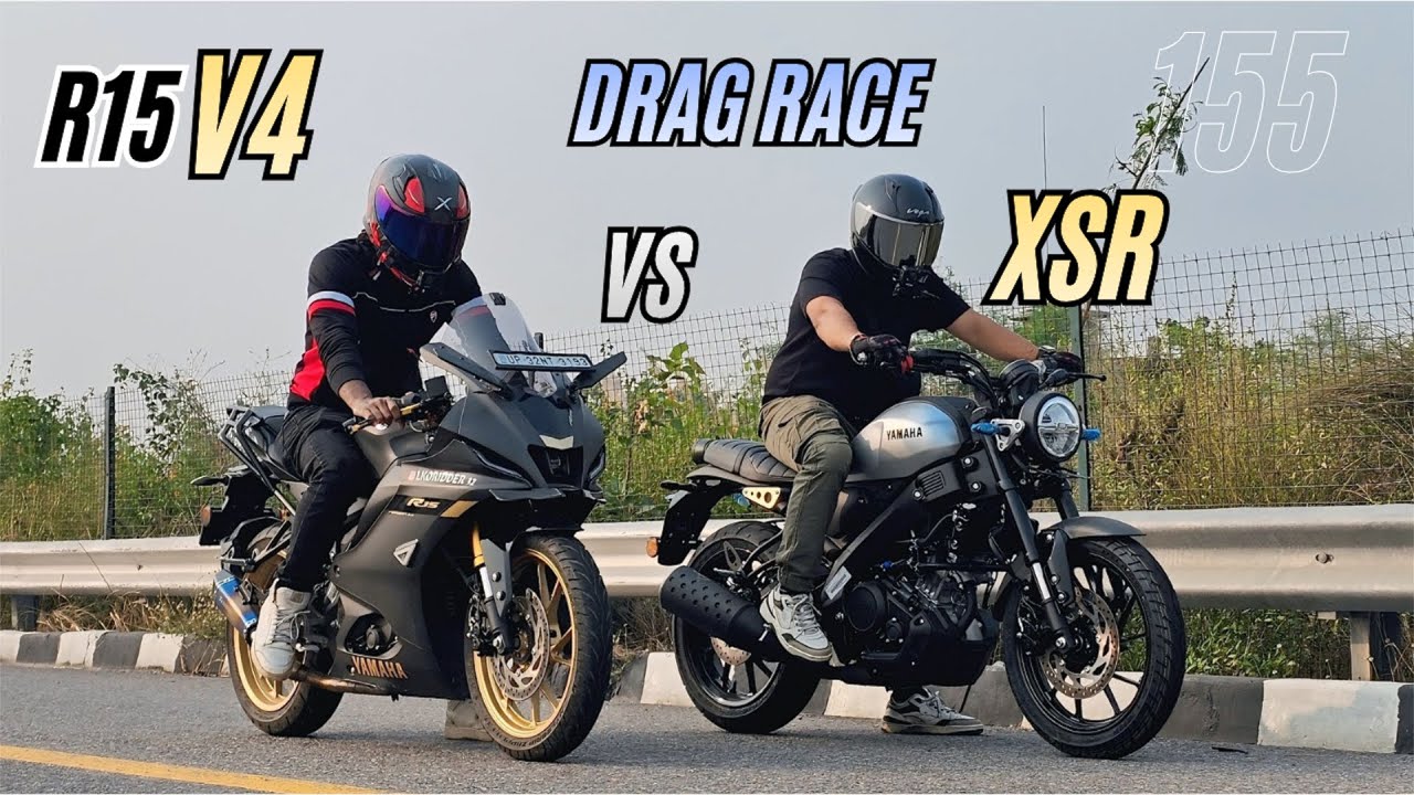 Yamaha xsr 155 vs Yamaha r15 v4 Drag race 🔥 | Same engine but different performance - YouTube