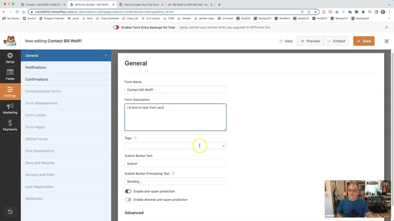 Creating A Contact Form With Wpforms Lite Youtube