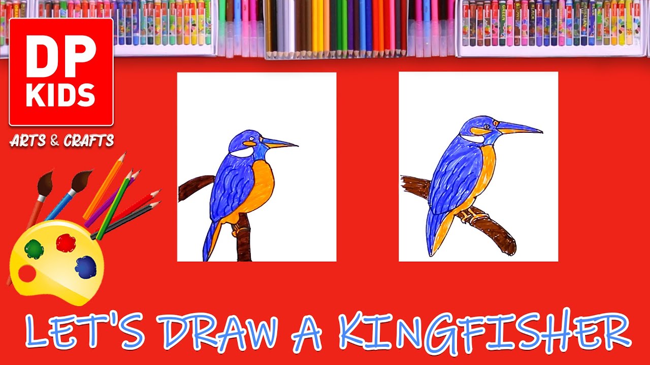Let's draw a King fisher- DP KIDS ARTS & CRAFTS | English - (Video 122 ...
