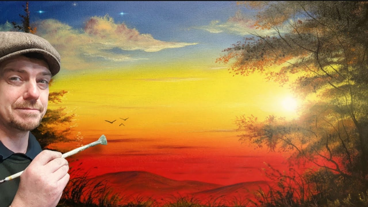 How to Paint a Golden Sunset 🌞 Easy Tutorial for Beginners - YouTube