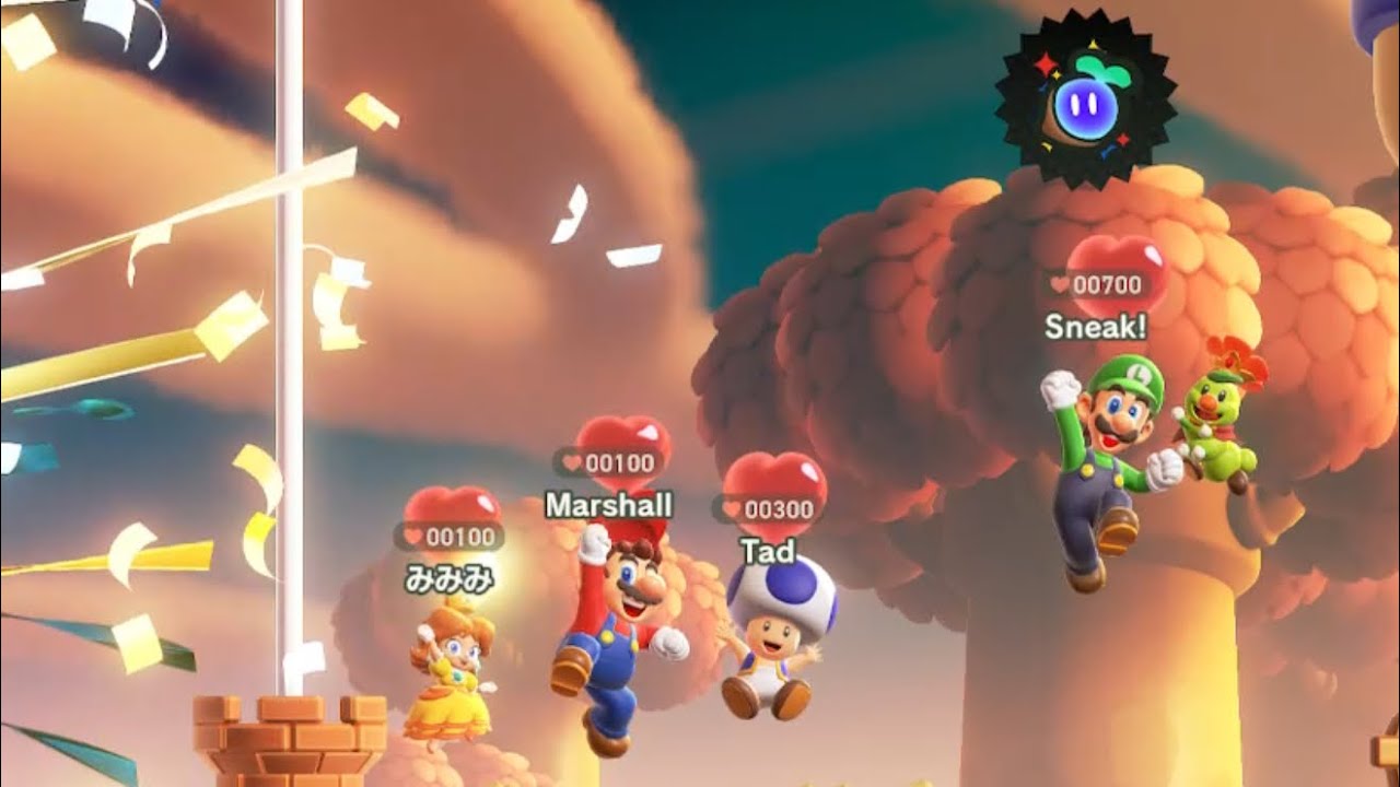 Reaching the goal with all four players! (Super Mario Bros. Wonder ...