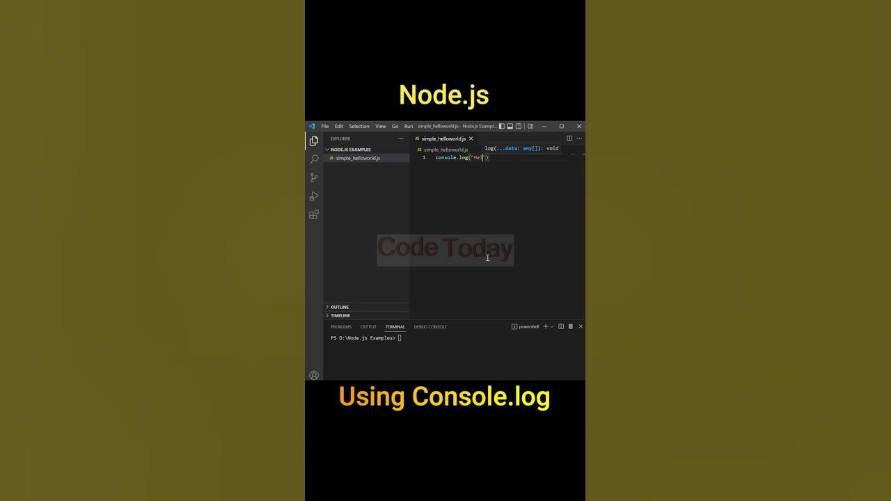 Node.js simple "Hello World" using Console.log #nodejs #helloword #console.log #สอนnodejs - YouTube