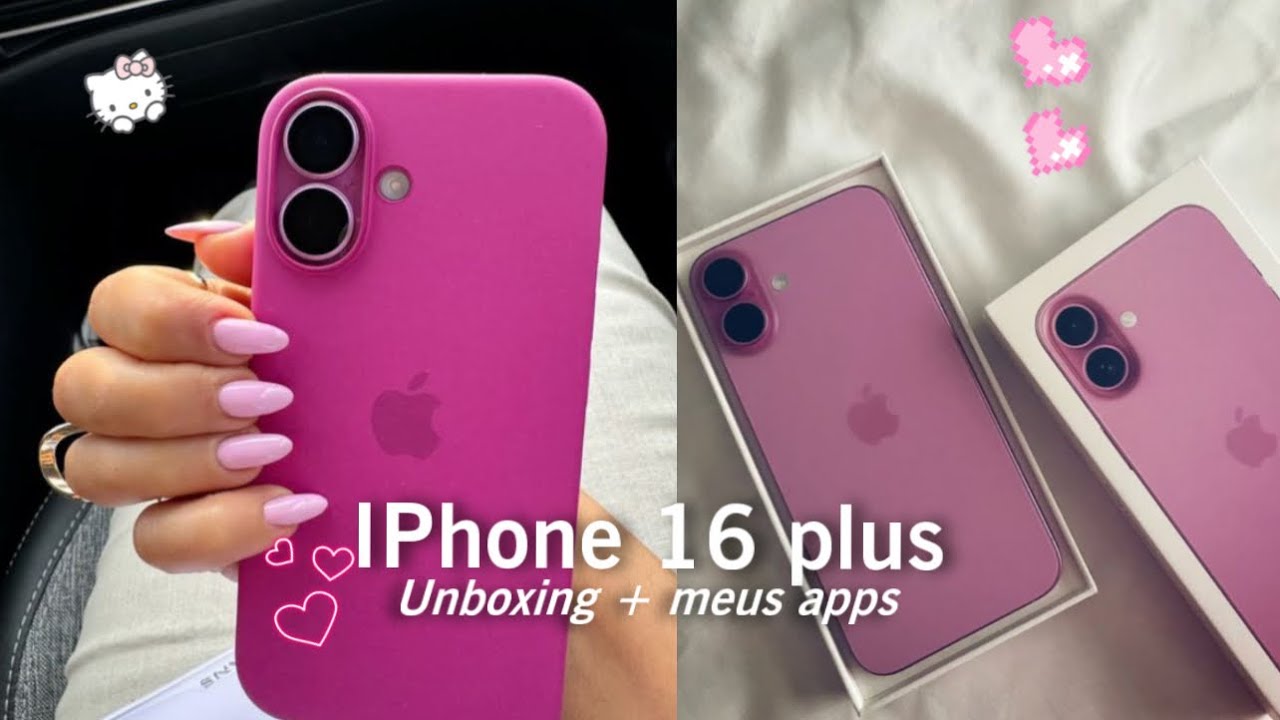 IPhone 16 plus pink unboxing+tour (256gb) 🩷 testando câmera e mostrando ...
