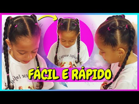 Penteado fácil e rápido com liguinhas: como fazer um penteado infantil com tranças para escola