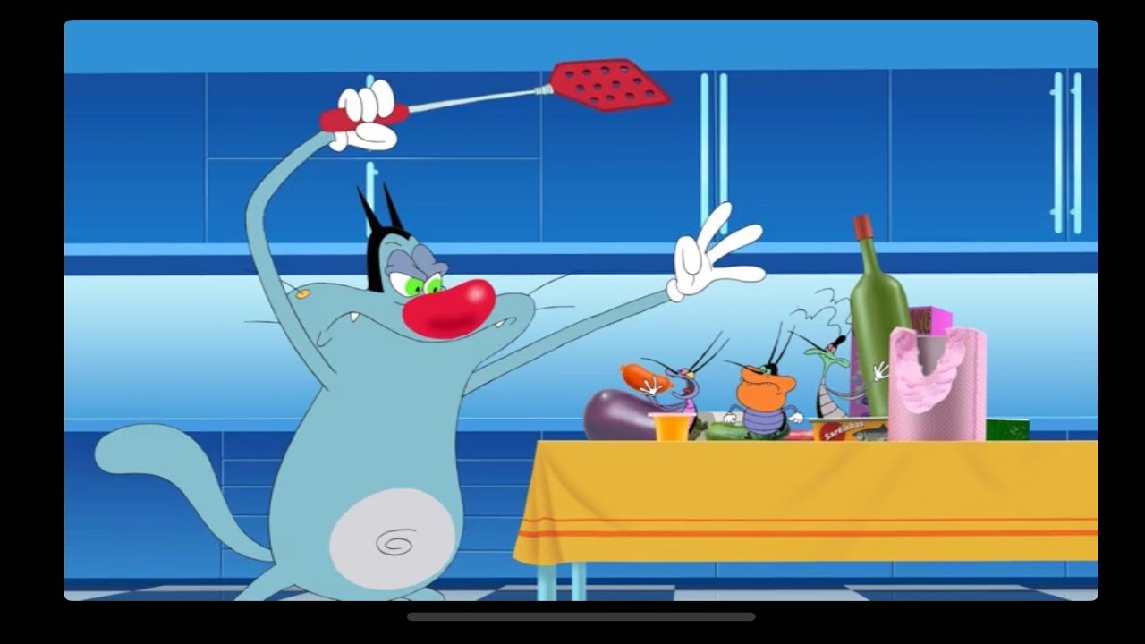 Oggy et les Cafards then oggy go to run hitting in back cockroach ...