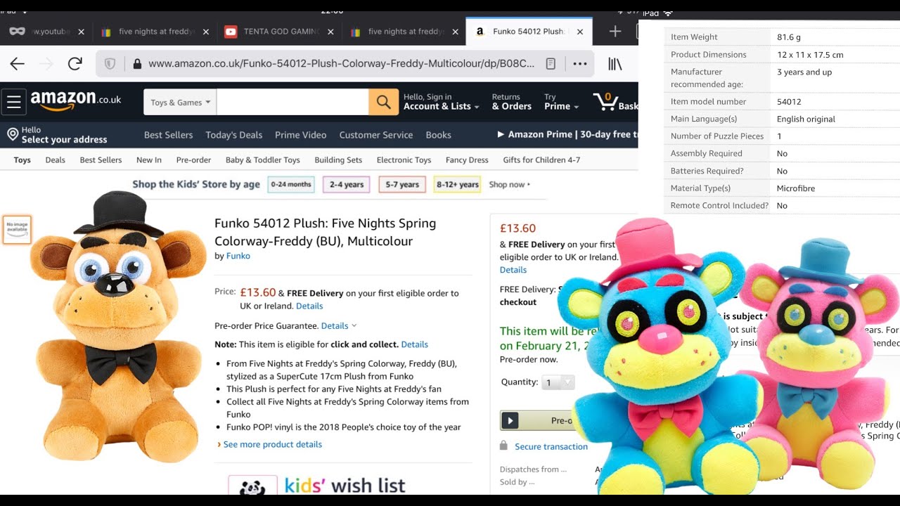 NEW FNAF FUNKO SPRING COLORWAY-FREDDY PLUSH CONFIRMED ON AMAZON ...