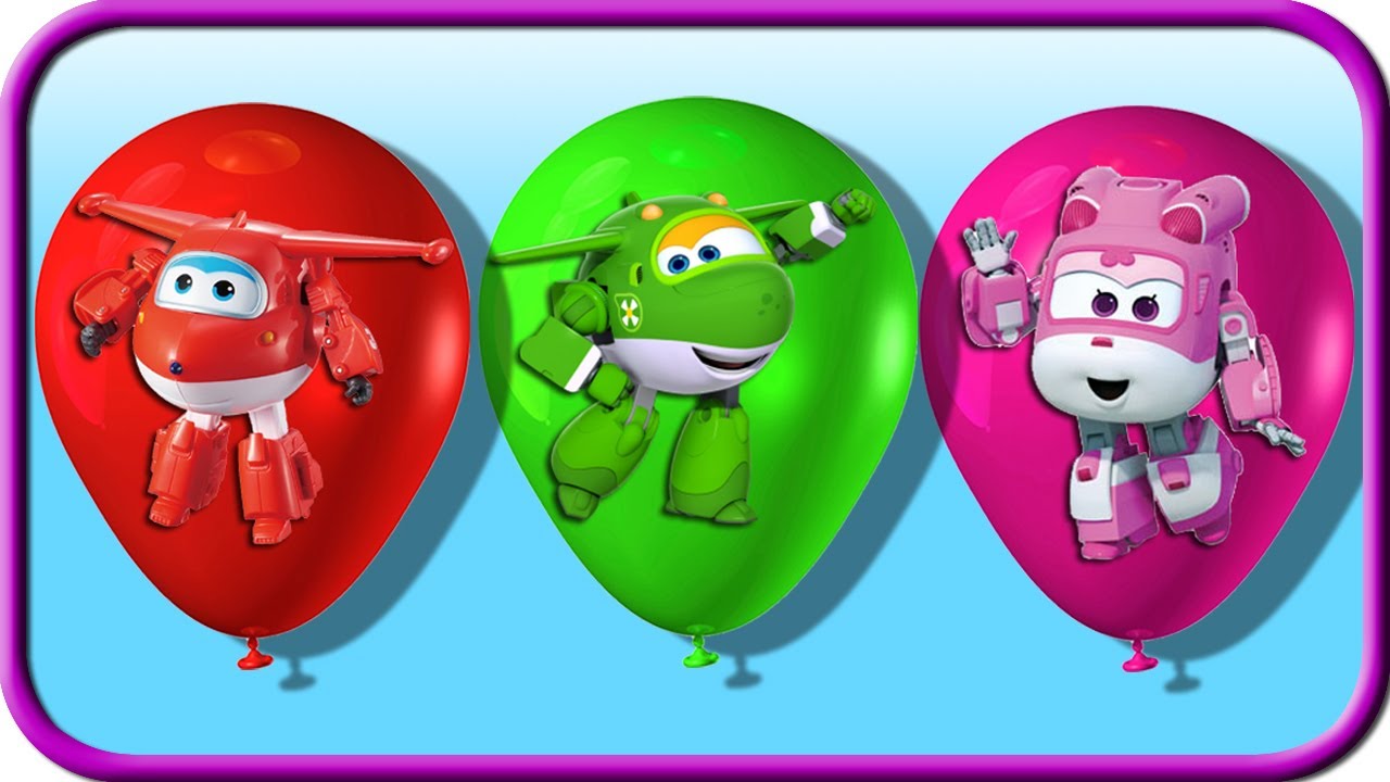 Super Wings Finger Family Song | Learn Colors with Super Wings Balloons ...
