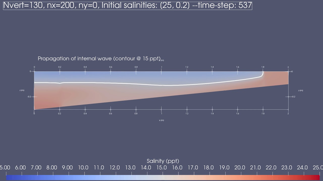 SWASH wave model - Lock Exchange Test animated in Paraview ...