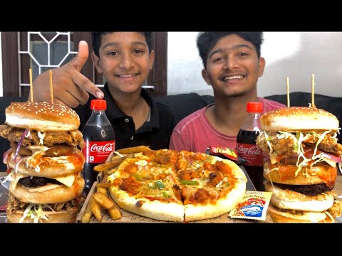 MONSTER CHICKEN BURGER MUKBANG AND ASMR HUNGRY SAMNAN - YouTube