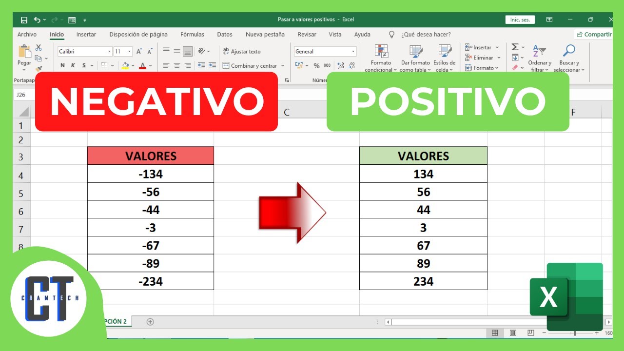 Como Convertir Valores NEGATIVOS A POSITIVOS En Excel YouTube Como Convertir Valores NEGATIVOS A POSITIVOS En Excel YouTube