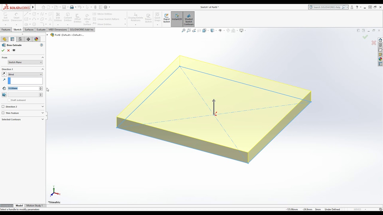 Extrude Boss Base settings - YouTube