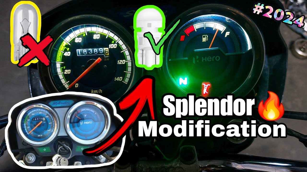 Splendor Modification🔥//New Lights in Speedometer⚙️// Ab accha hai🎀😍 ...