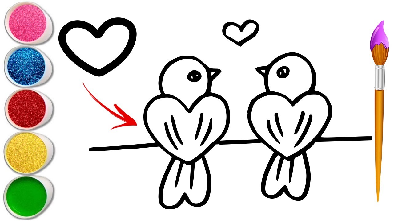 How to Draw Cute Love Birds from Heart | Easy Step-by-Step Tutorial 💖🐦 ...