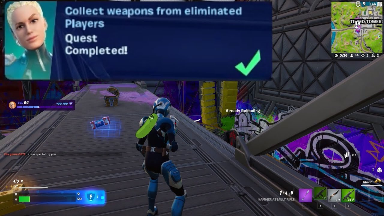 Collect weapons from eliminated Players Fortnite - YouTube