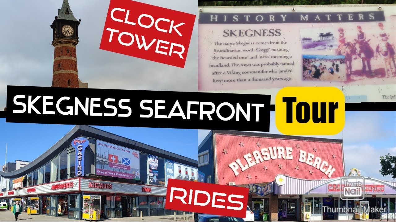 Skegness Seafront Promenade Tour ⛱️ Rides / Amusement Arcades / Clock ...