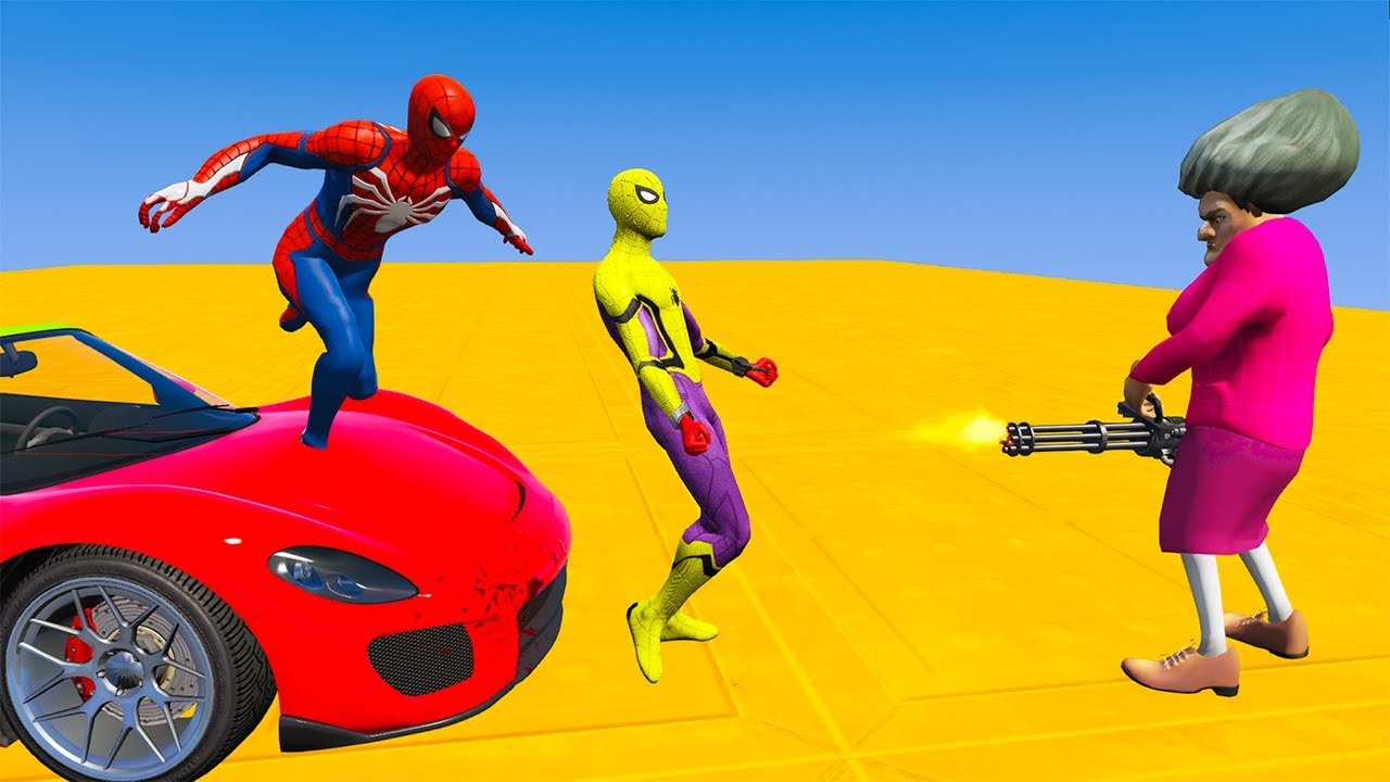Scary Teacher 3d -Spideman vs Miss'T - Super Car Revenge Episode Jump ...