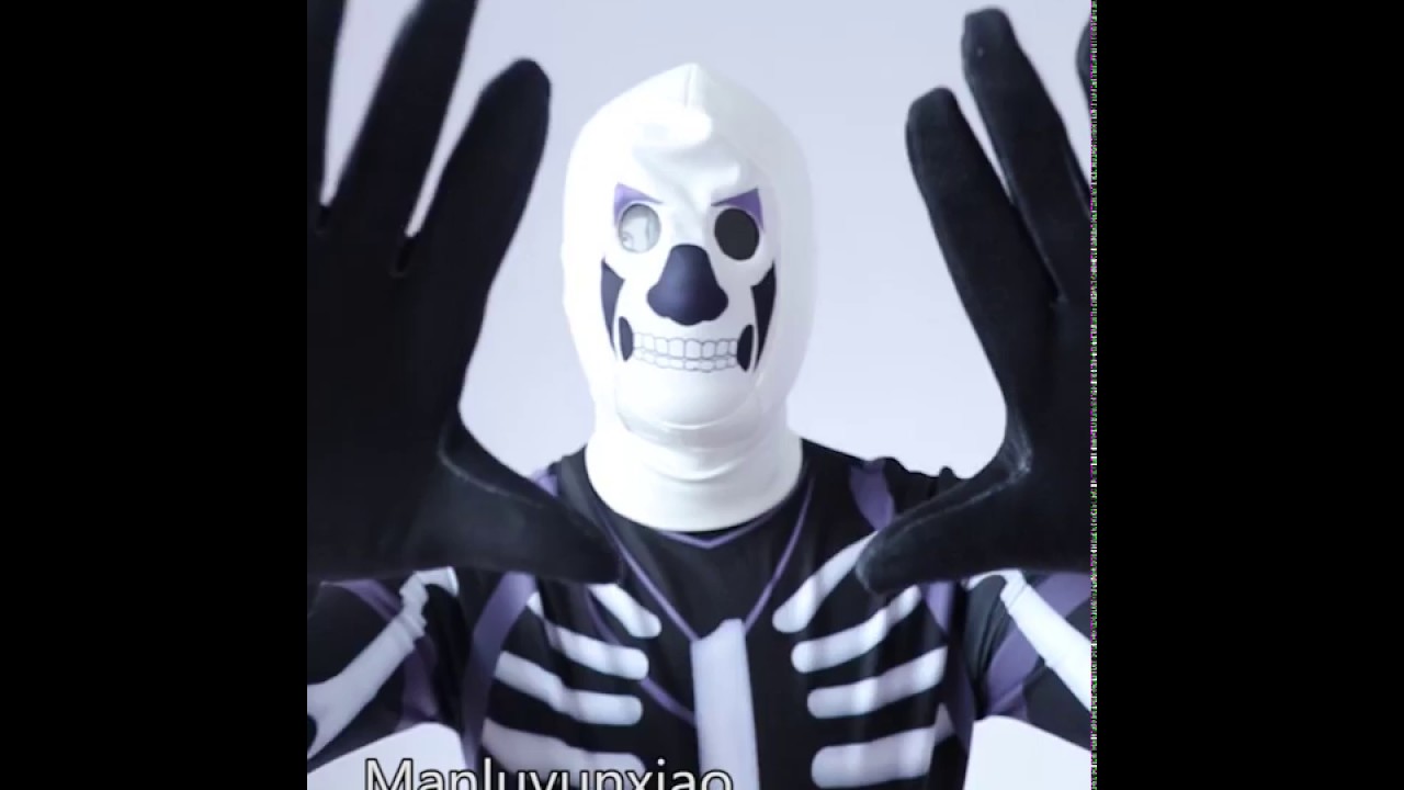 Fortnite Skull Trooper cosplay costume detail overview - YouTube