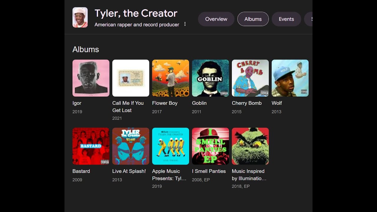 Every Tyler, the Creator track 10 - YouTube