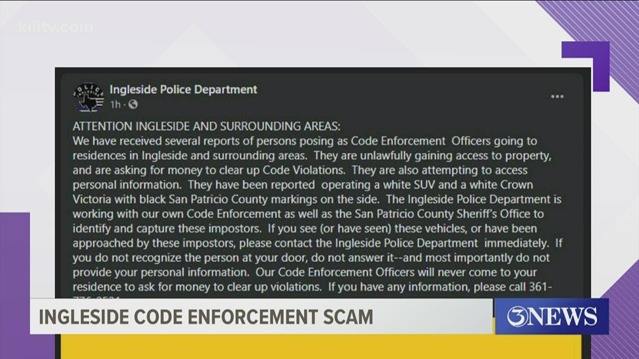 Ingleside PD warns of code enforcement officer imposters - YouTube