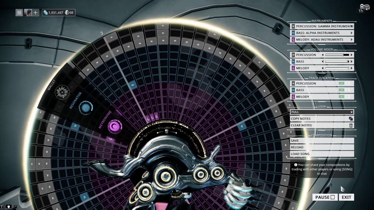 WARFRAME Octavia's Mandachord "Ethereal Beat" - YouTube