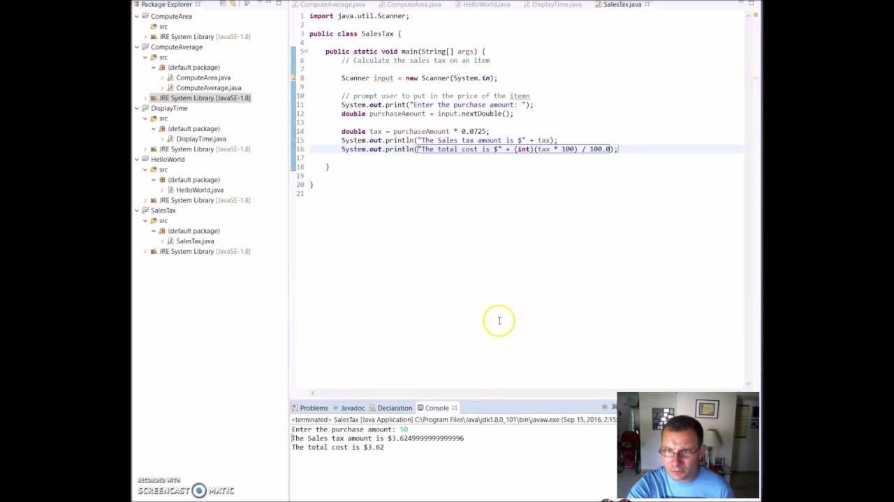 Sales Tax Java Program Youtube