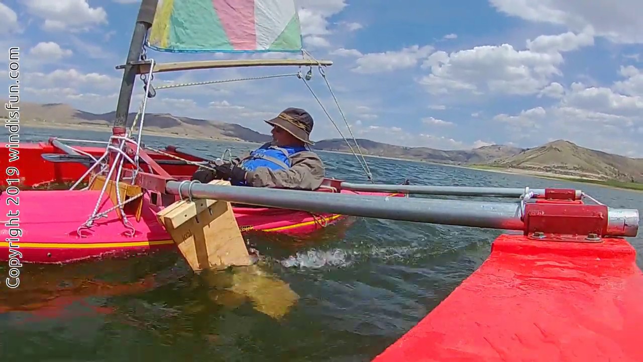 Sailing my DIY Mini Trimaran on Blue Mesa Reservoir - YouTube