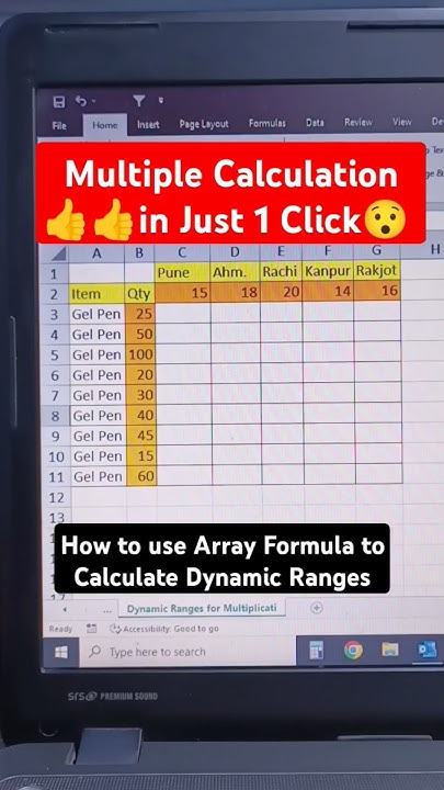 Multiple Calculation 🧮 in Just 1 Click | How to use Array Formula to Calculate Dynamic Ranges # ...
